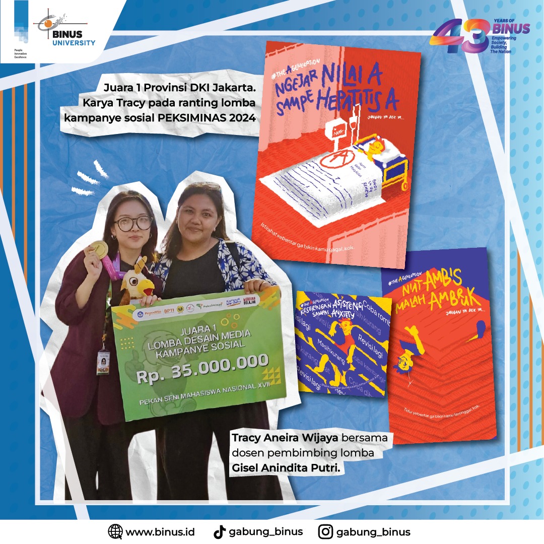 Juara 1 Peksiminas “Desain Kampanye” – DKV terbaik dalam desain terintegrasi – BINUS DKV ADVERTISING
